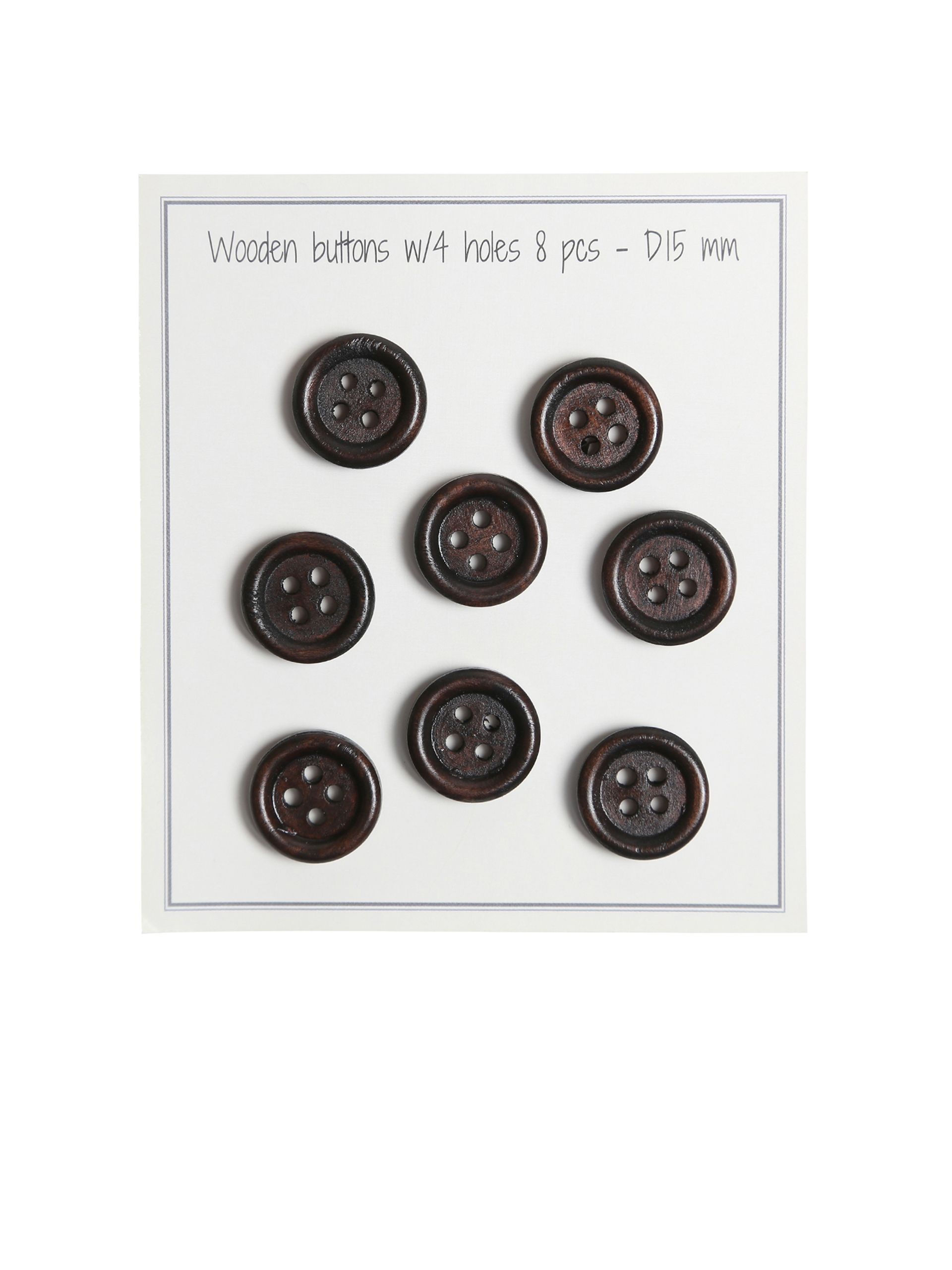 Wooden Buttons - Round Groove - Brown - 15mm - Garnius