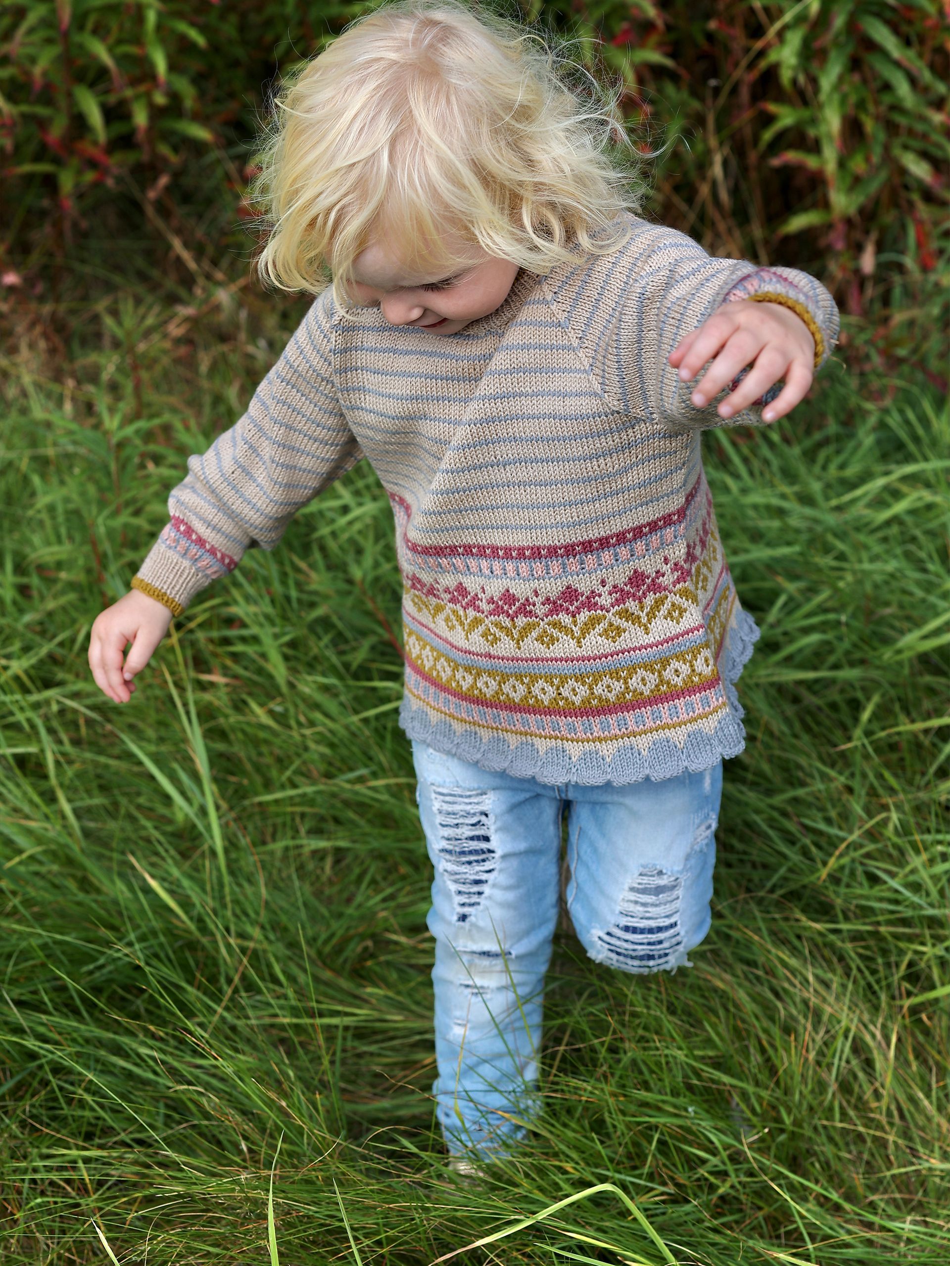 SORIA barnegenser beige/gråblå - Garnius