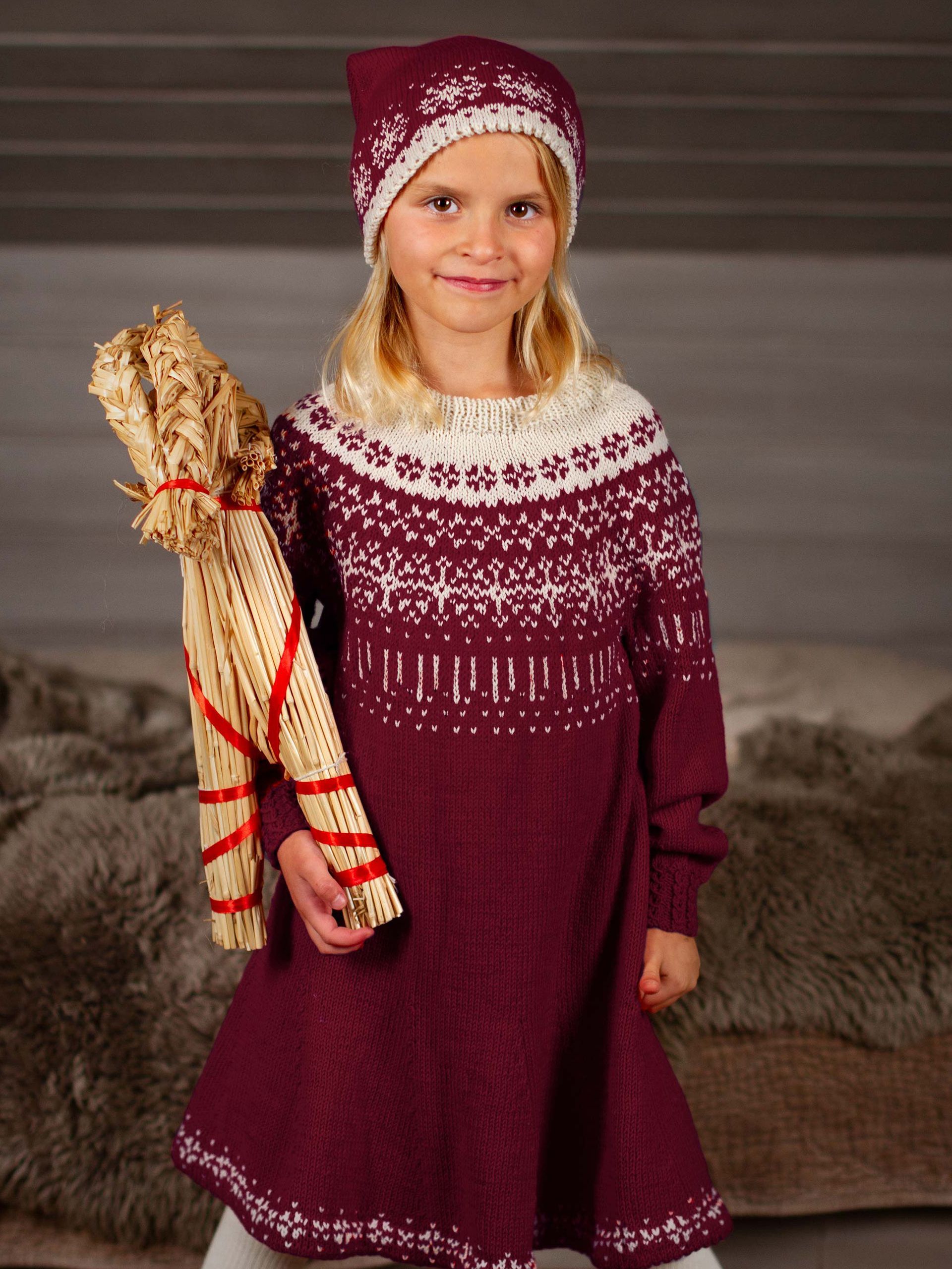 STJERNESKUDD kjole burgunder-kitt (Woolevo) - Garnius