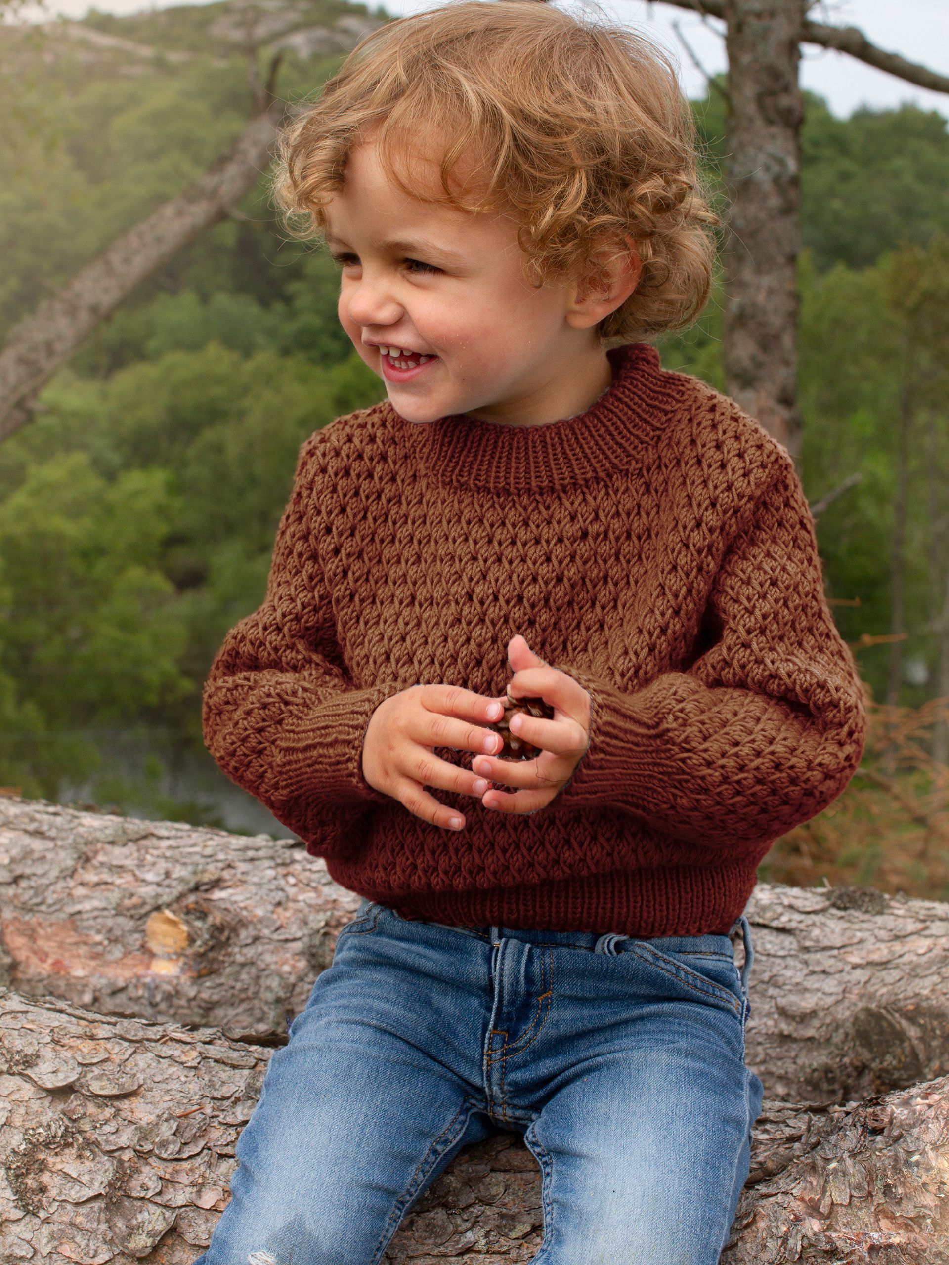 STAVA genser ensfarget rustbrun (Woolevo) - Garnius