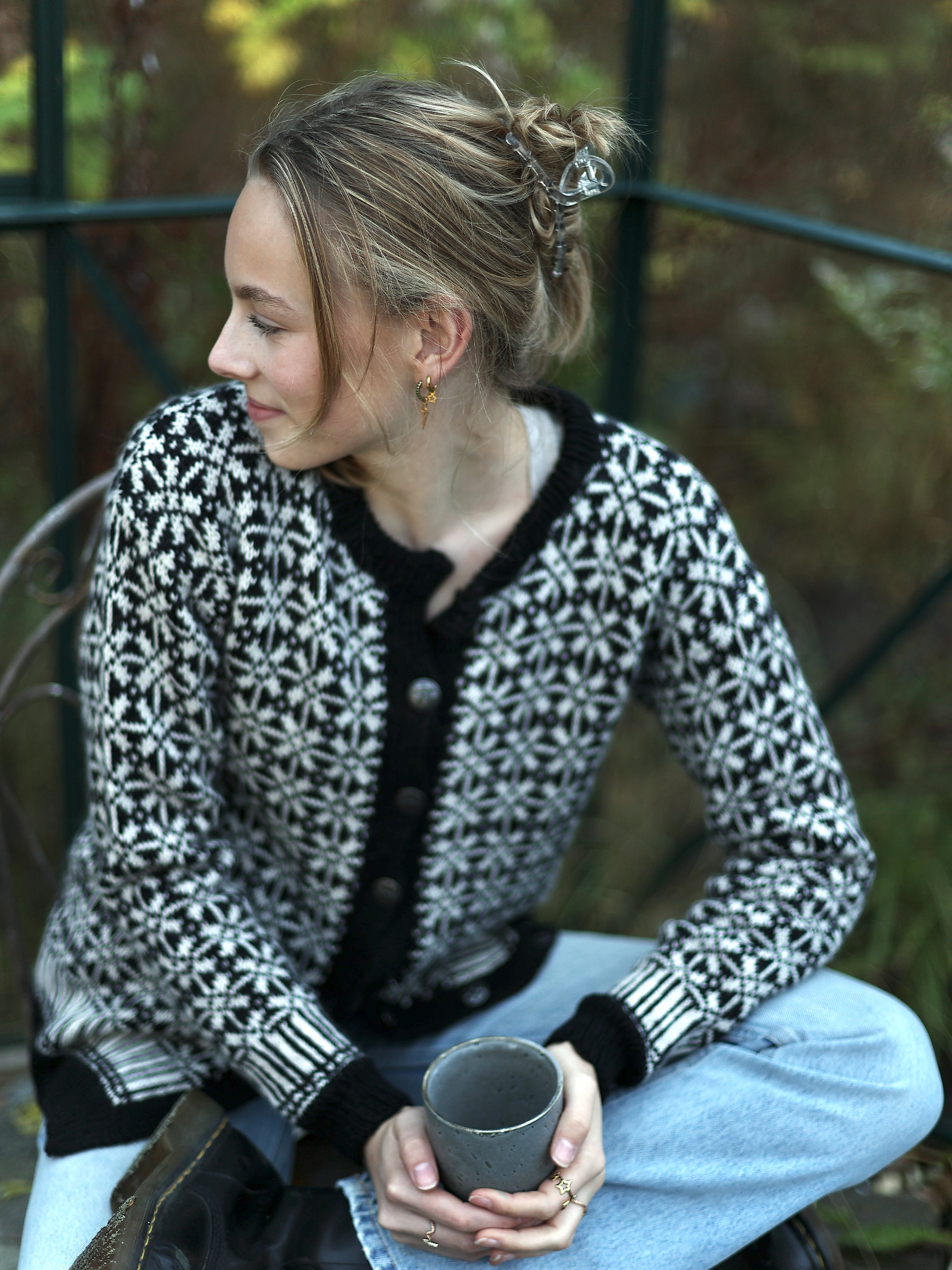 GYDA jakke sort/lys beige - Garnius