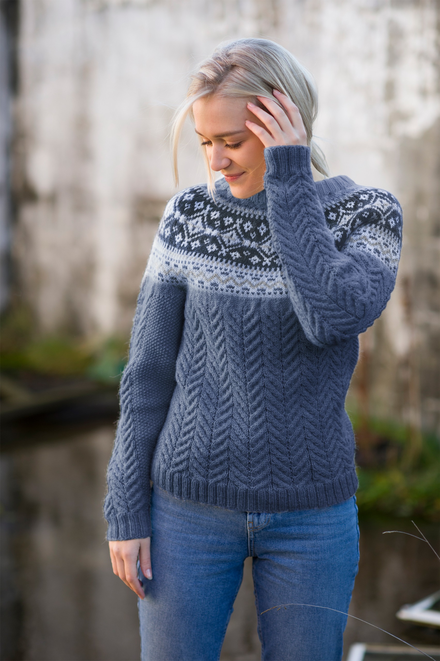 Marlene genser denim - Garnius